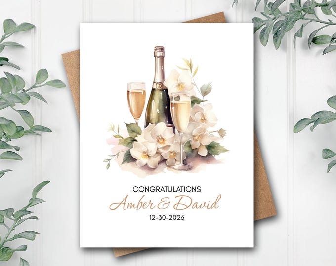 Personalised Wedding Card, Simple Wedding Card, With Pearls and A White ...