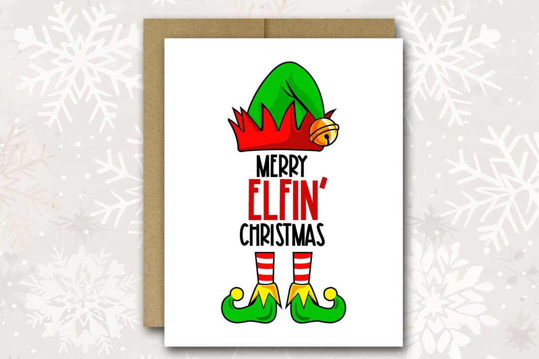Merry Elfin Christmas Elf Christmas Card Funny Christmas Card Christmas ...