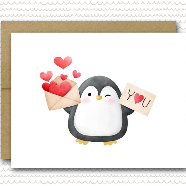 Penguin Card - Etsy