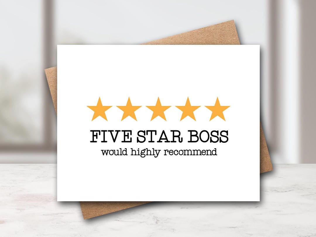 Funny Five Star Boss Card | Retirement, Work - Etsy