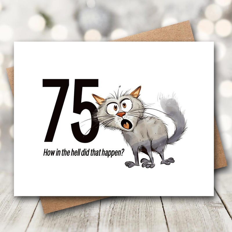 Cat 75th Birthday Card - Etsy