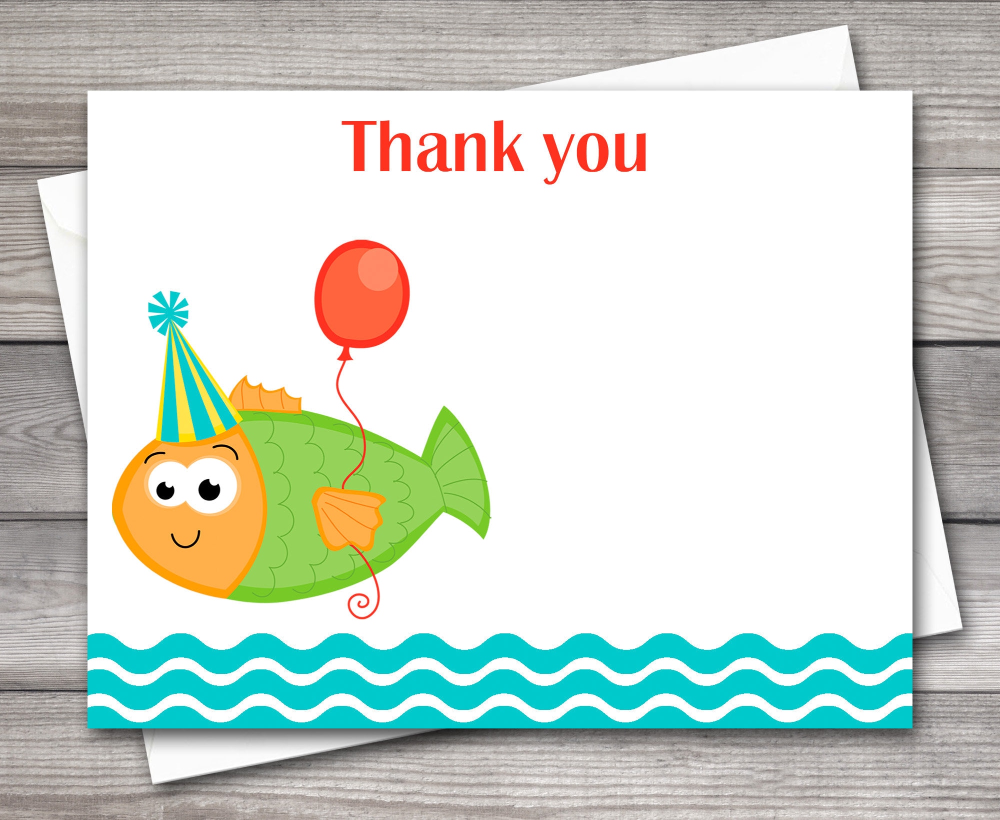 PRINTABLE Fish Thank You Cards Fish Party Thank You Pool | Etsy
