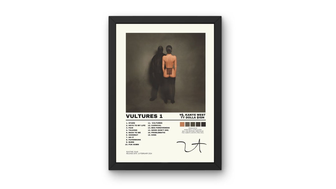 Kanye West Album Cover Poster, Vultures 1 Album Poster, Tracklist ...