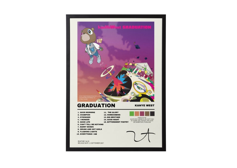 Kanye West Album Cover Poster, Graduation Album Poster, Tracklist ...