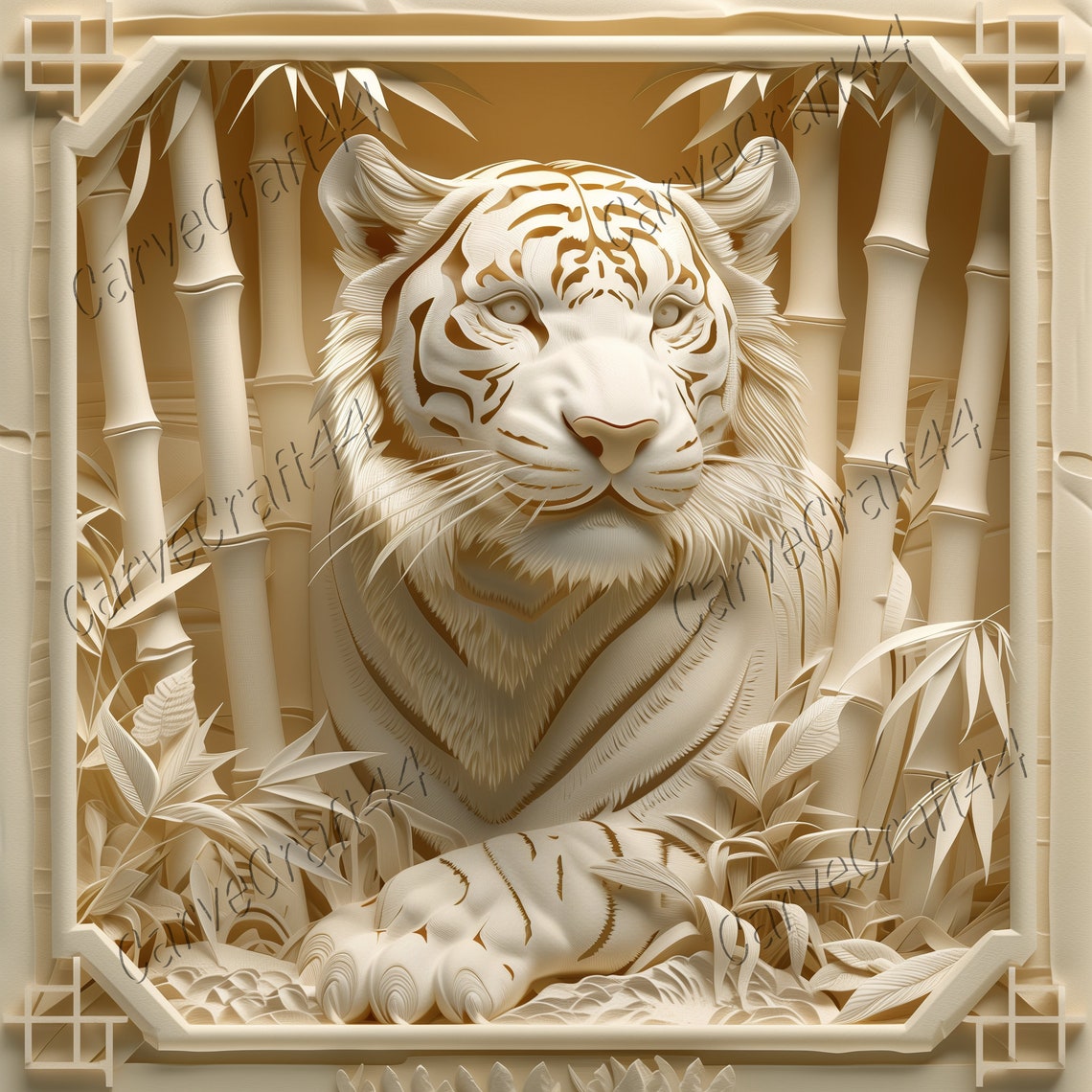 Tiger Digital Laser Engrave File, 3D Illusion, PNG for Engraving ...