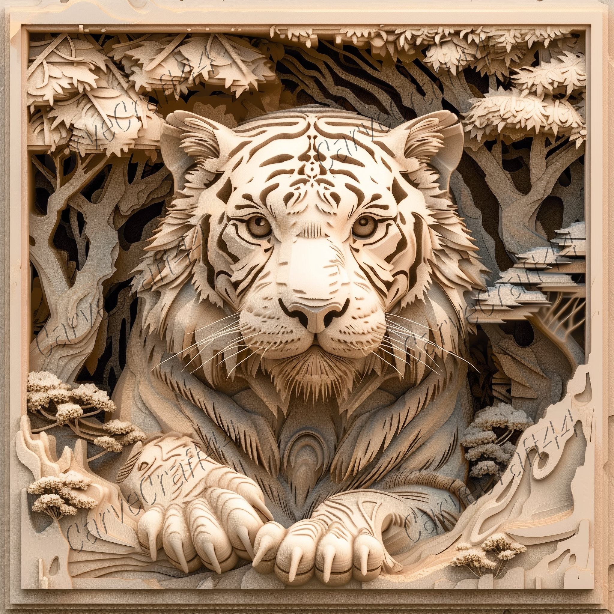 Tiger Digital Laser Engrave File, 3D Illusion, PNG for Engraving, Glowforge, PNG Burn - Etsy