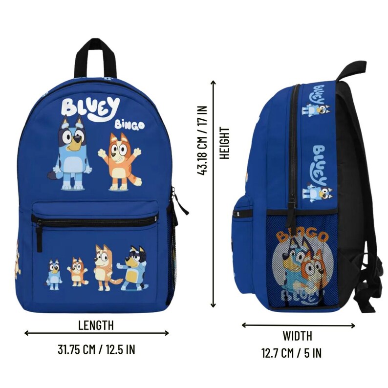 Bluey and Bingo Backpack, Children's Book Bag, Cartoon Character Bag ...