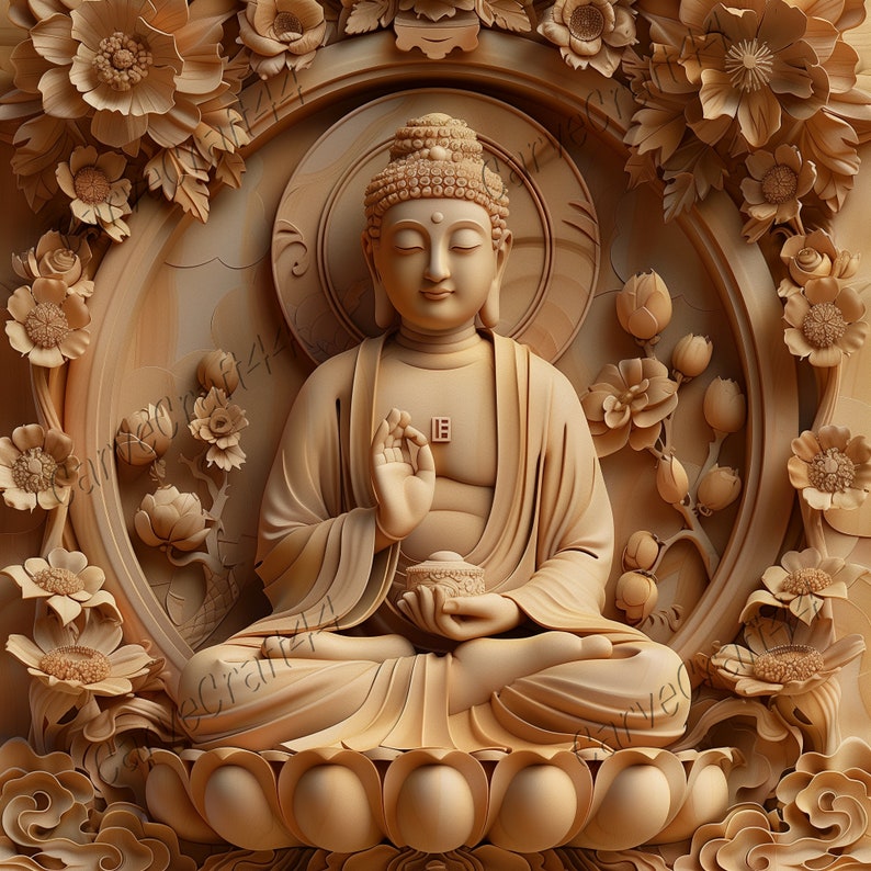 Buddha Digital Laser Engrave File, 3D Illusion, PNG for Engraving ...