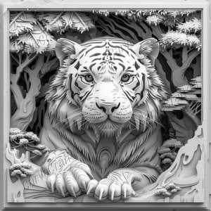 Tiger Digital Laser Engrave File, 3D Illusion, PNG for Engraving ...