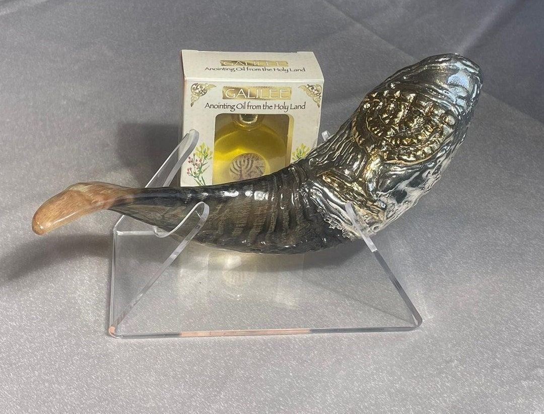 Silver Rams Horn Shofar for Anointing Oil, Kosher Polish Shofar ...