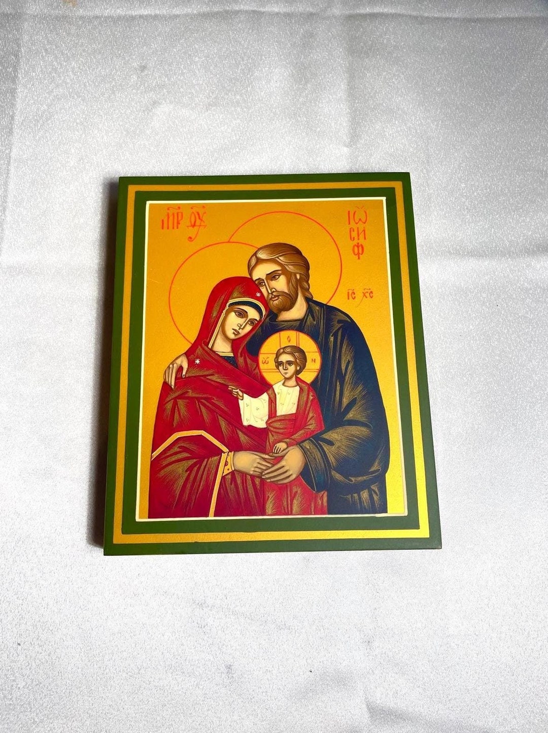 The Holy Family Icon, Catholic Icon, Orthodox Icon on Natural Wood ...
