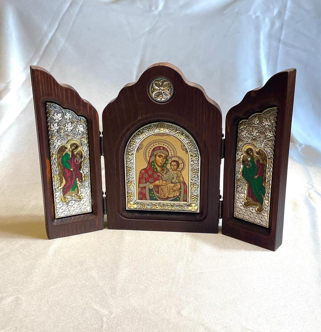 Mary the Virgin and Child Jesus Icon, Orthodox Icon, Handmade Icon on Natural Wood, Christian ...