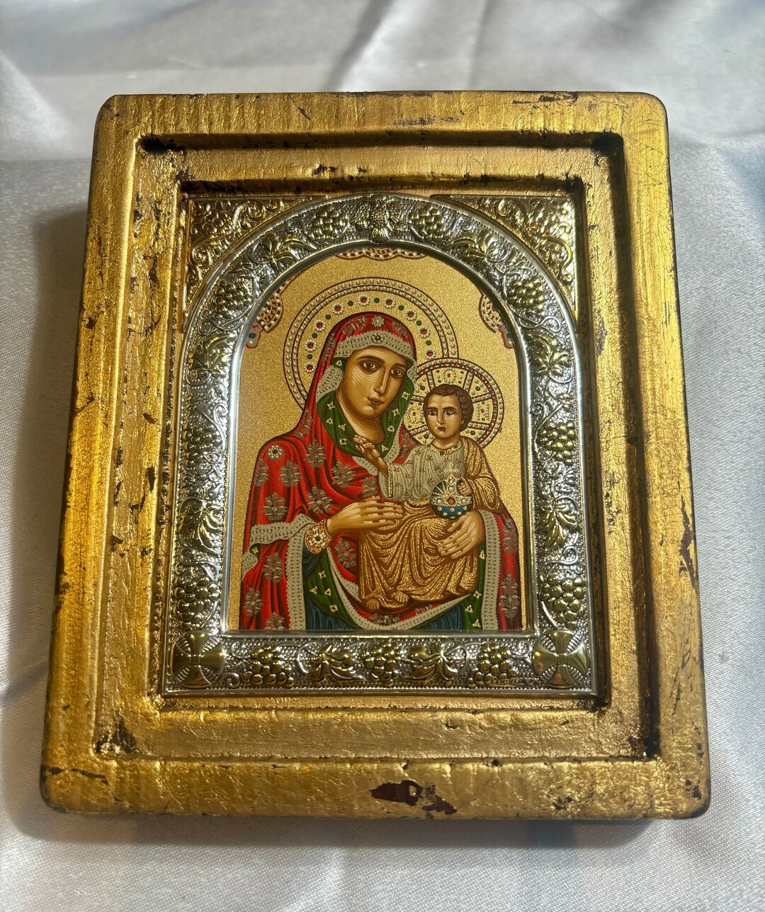 Virgin Mary of Passion, Orthodox Icon, Golden Icon on Natural Wood ...