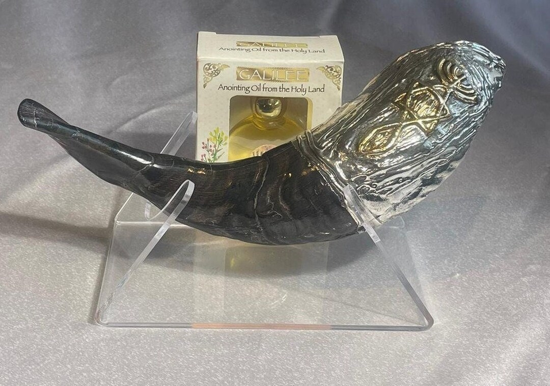 Silver Rams Horn Shofar for Anointing Oil, Messianic, Kosher Polish ...