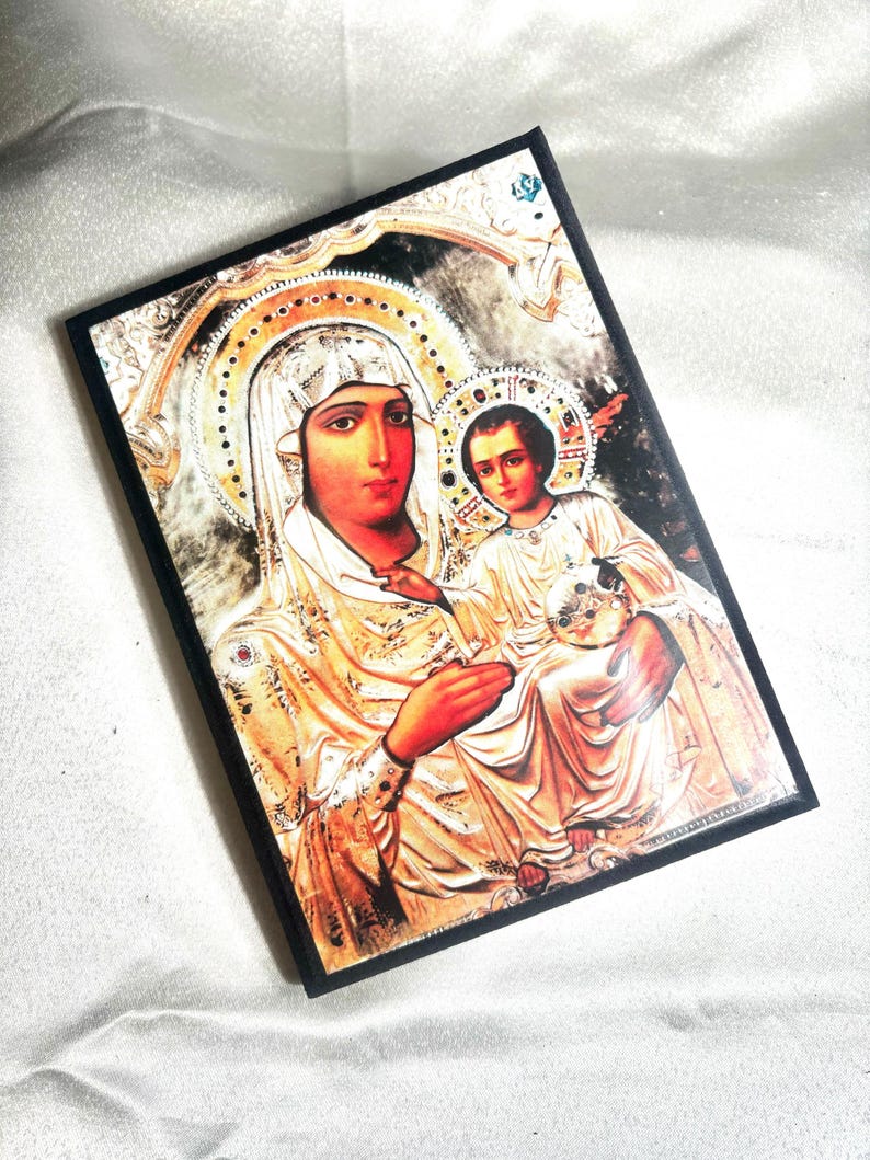 Virgin Mary of Passion, Orthodox Icon, Handmade Icon on Natural Wood ...