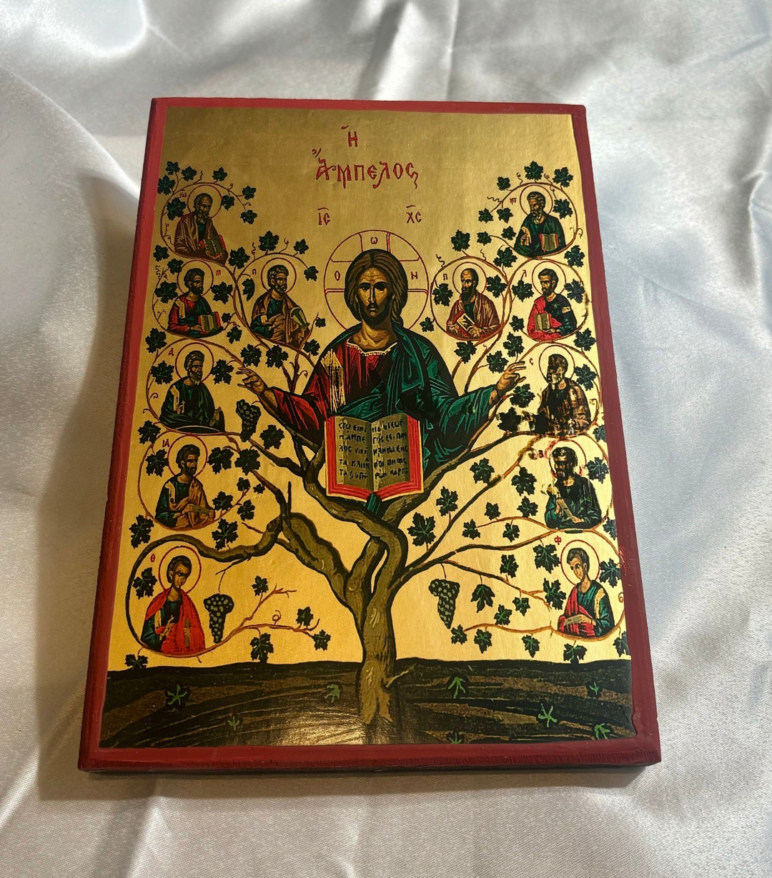 The Vine Tree Icon, Orthodox Icon, Jesus Christ Ampelos Icon, Handmade ...