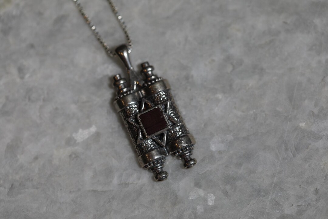 925 Sterling Silver Torah Scroll Pendant With Nano Bible Chip, Old ...
