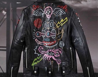 Custom Hand Painted Leather Jacket - Etsy