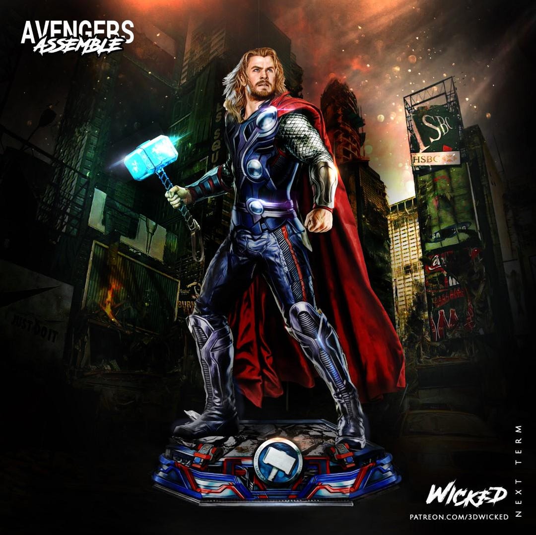 THOR Fanart Marvel 3d Printer File Stl File Bust and Seperated Model ...