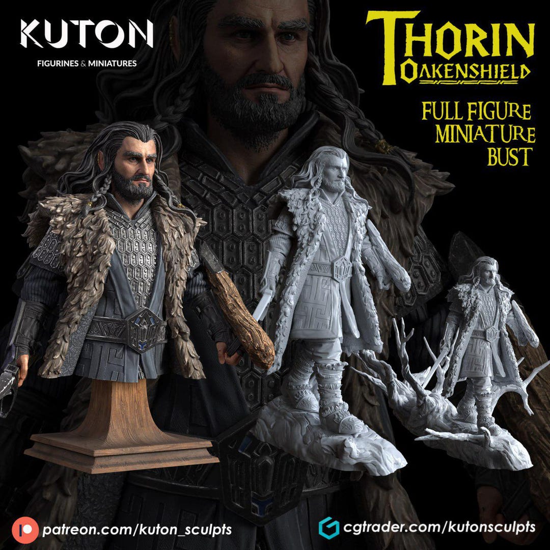 Lord of the Rings Thorin Hobbit 3d Printer File Stl File Bust and ...