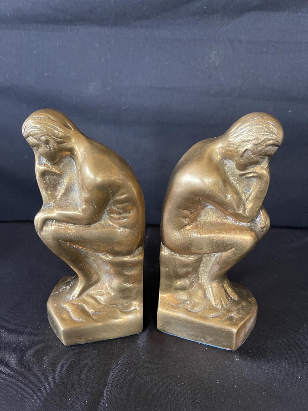 Vintage Brass “the Thinker” Bookends - Etsy