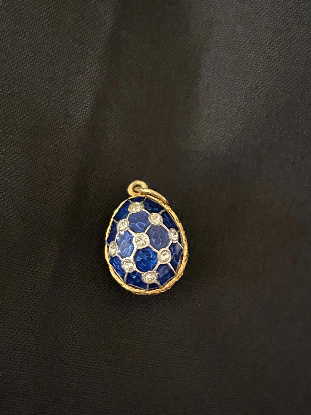 Vintage Rafka Faberge Egg Pendant Sapphire Rhinestone Sterling Silver Gold Tone - Etsy