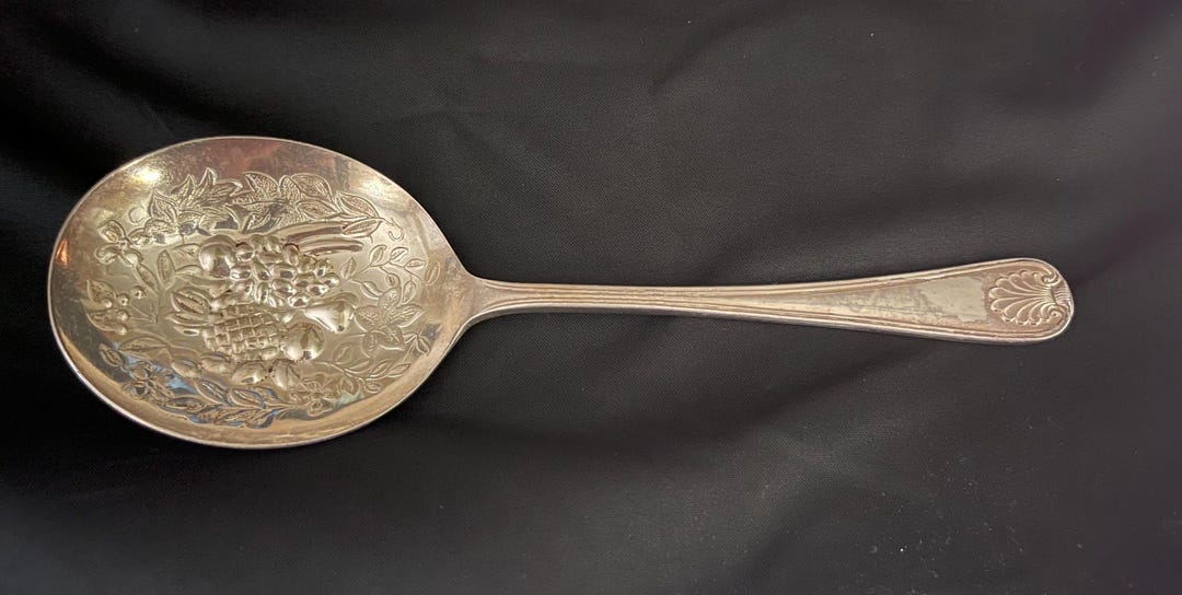 Vintage Sheffield England Serving Spoon Repousse Embossed Fruit 8” - Etsy