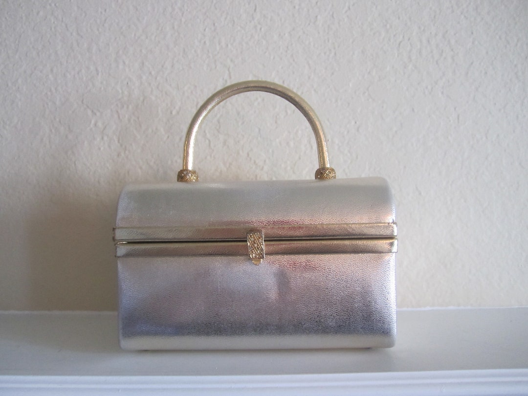 Vintage Metallic Gold Box Purse With Rhinestone Accents - Etsy