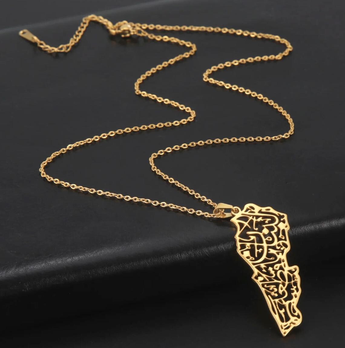Lebanon Map Pendant Necklace | Stainless Steel Jewelry for Men & Women ...