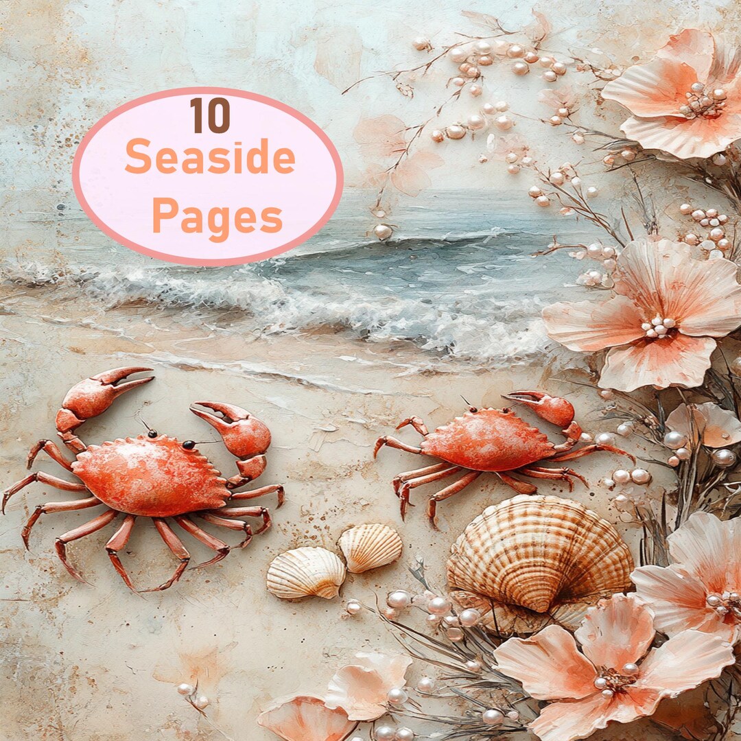 Beach and Seaside Junk Journal Pages, Holidays by the Sea, Waves and ...