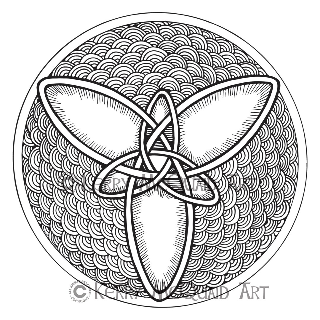 Celtic Knot Coloring Page Download PDF Zentangle Mandala Meditation ...