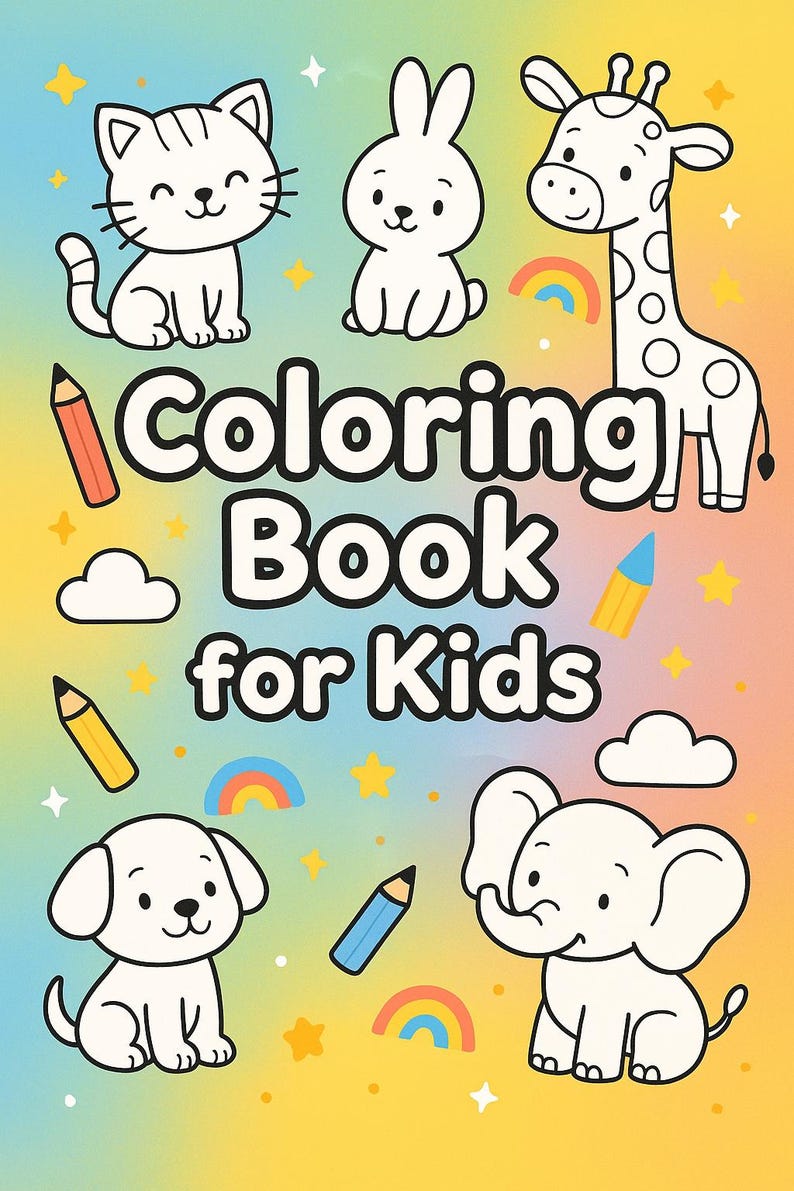 Cute Animal Coloring Book for Kids – 20 Printable Pages – Toddler ...