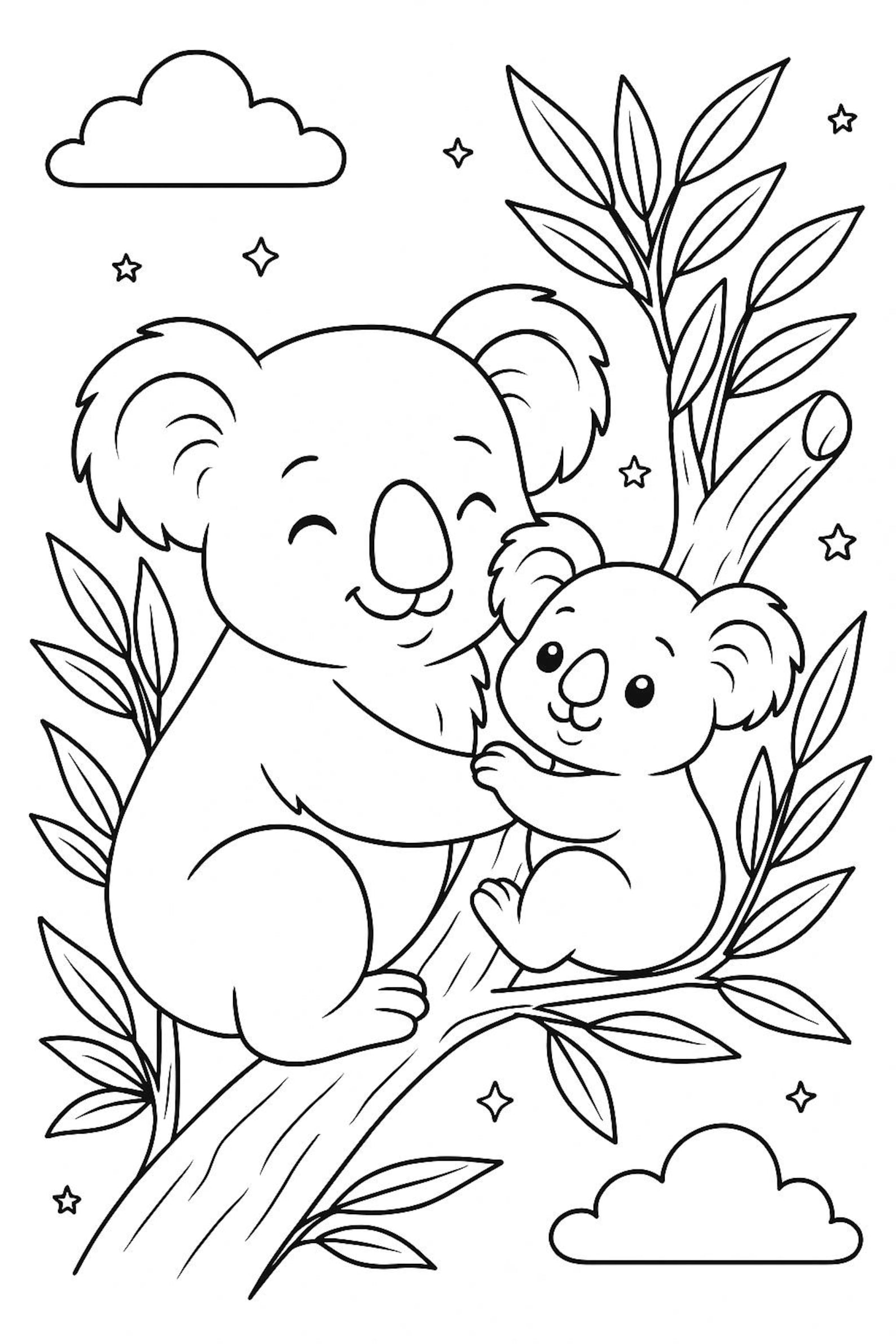 Mommy and Baby Animal Coloring Pages | Cute Printable Coloring Book for ...