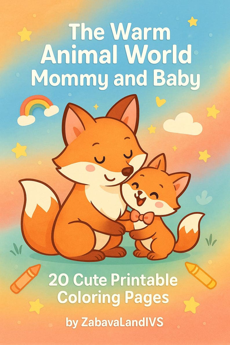 Mommy and Baby Animal Coloring Pages | Cute Printable Coloring Book for ...