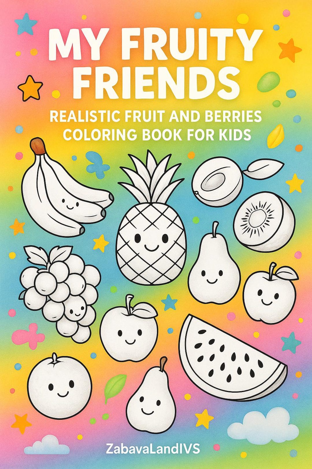Fruity Friends Coloring Book: Realistic Fruit, Toddler Activity ...