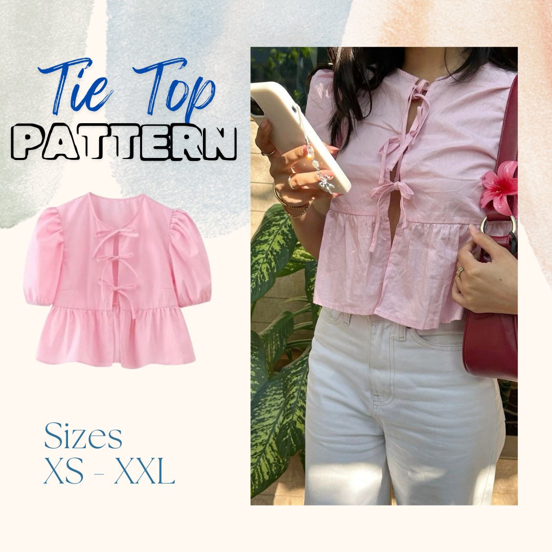 Tie Top Pattern Pdf Sewing Pattern Puffed Sleeve Peplum Tie Top Pattern ...