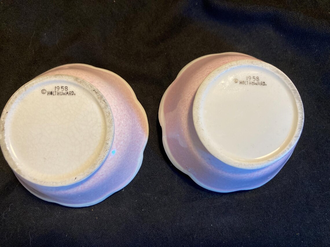 Boho Cottage Pair Vintage Holt Howard Ceramic Candleholders, 1953 Ivory ...