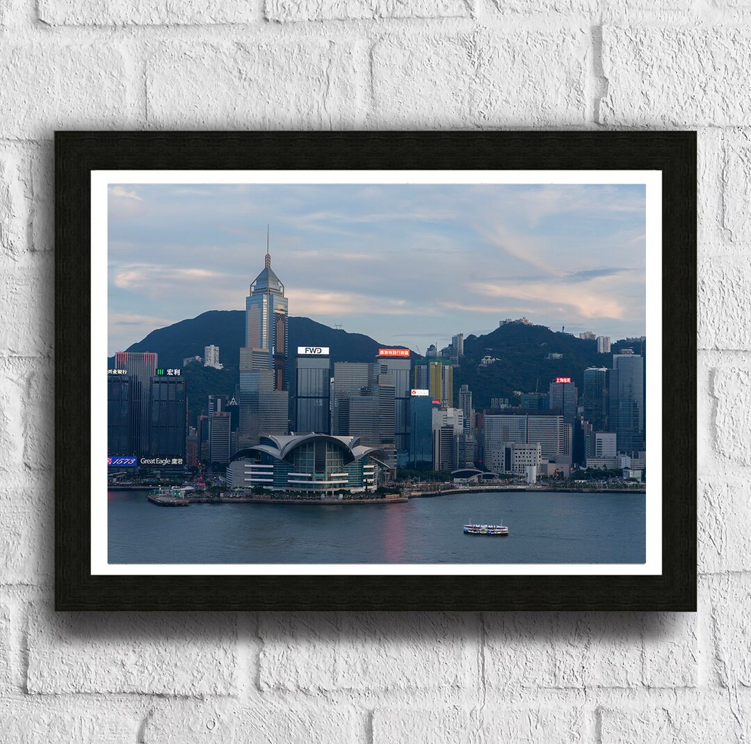 Hong Kong Victoria Island Skyline Print - Etsy