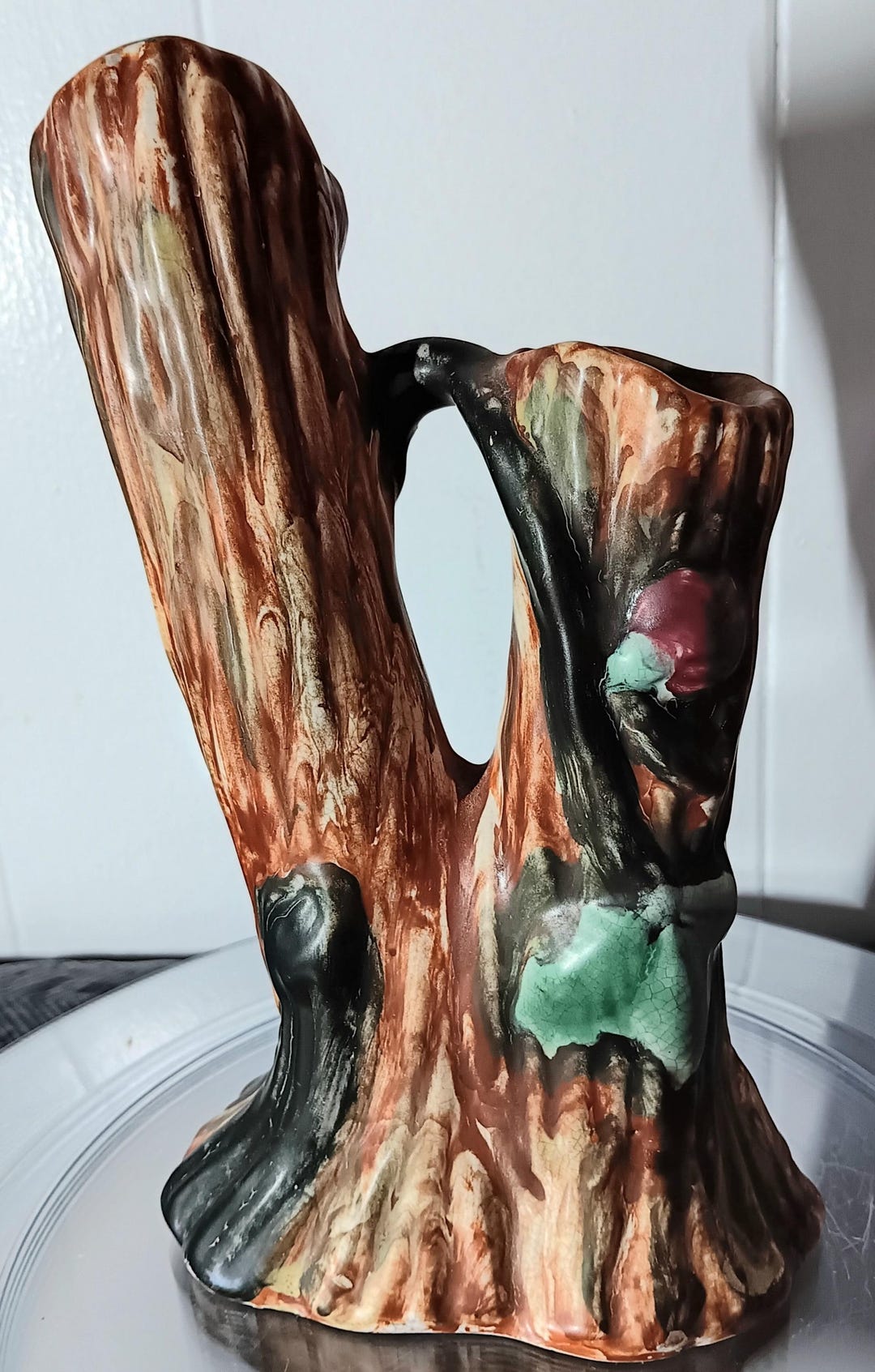 Weller Pottery Warwick Split Tree Trunk Vase Half Bottle Kiln Mark ...