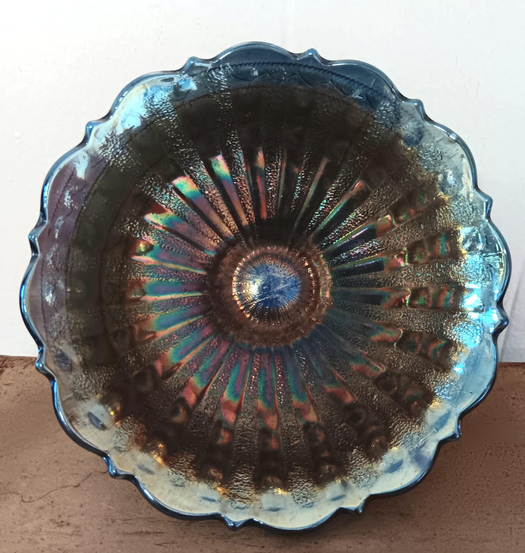 Vintage Fenton Glass Stippled Rays Footed Bowl - Etsy