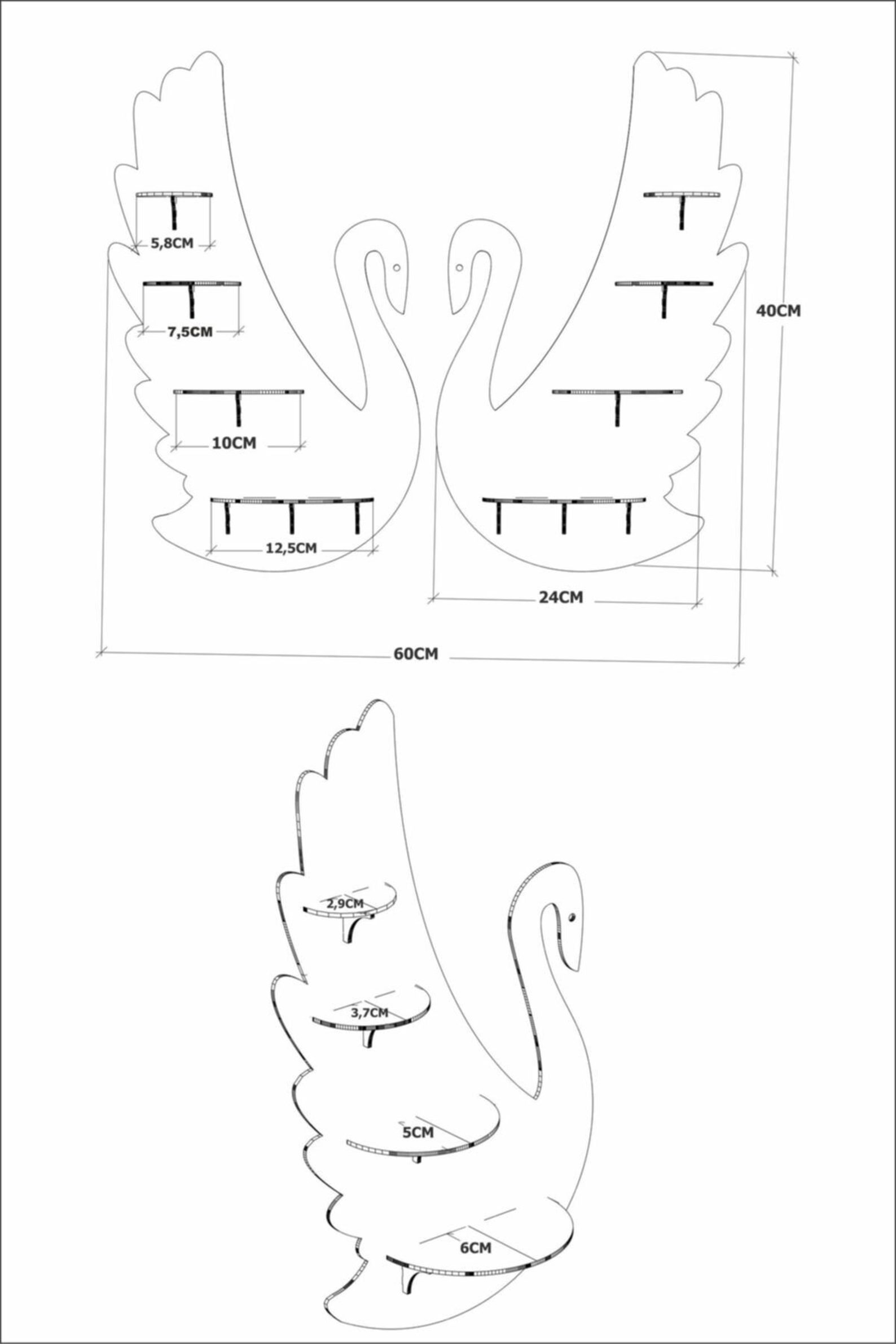Swan Shaped Wooden Shelf Wall Decor White, Set of 2 Swan Shaped Wall ...