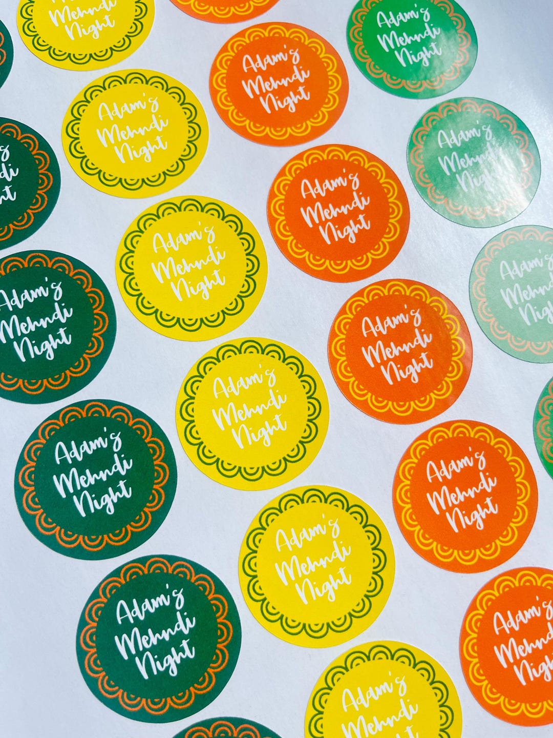 Mehndi /dholki Themed Stickers. Custom Text - Can Add Any Message. - Etsy