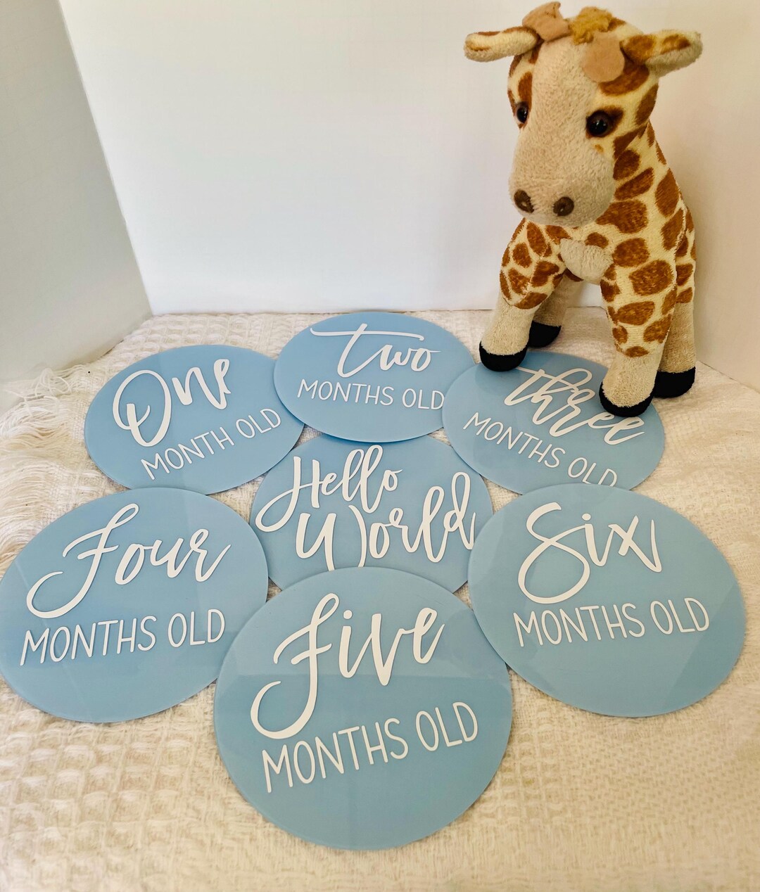Baby Blue Baby Monthly Milestones Set 5 Inch Acrylic Milestones Discs ...