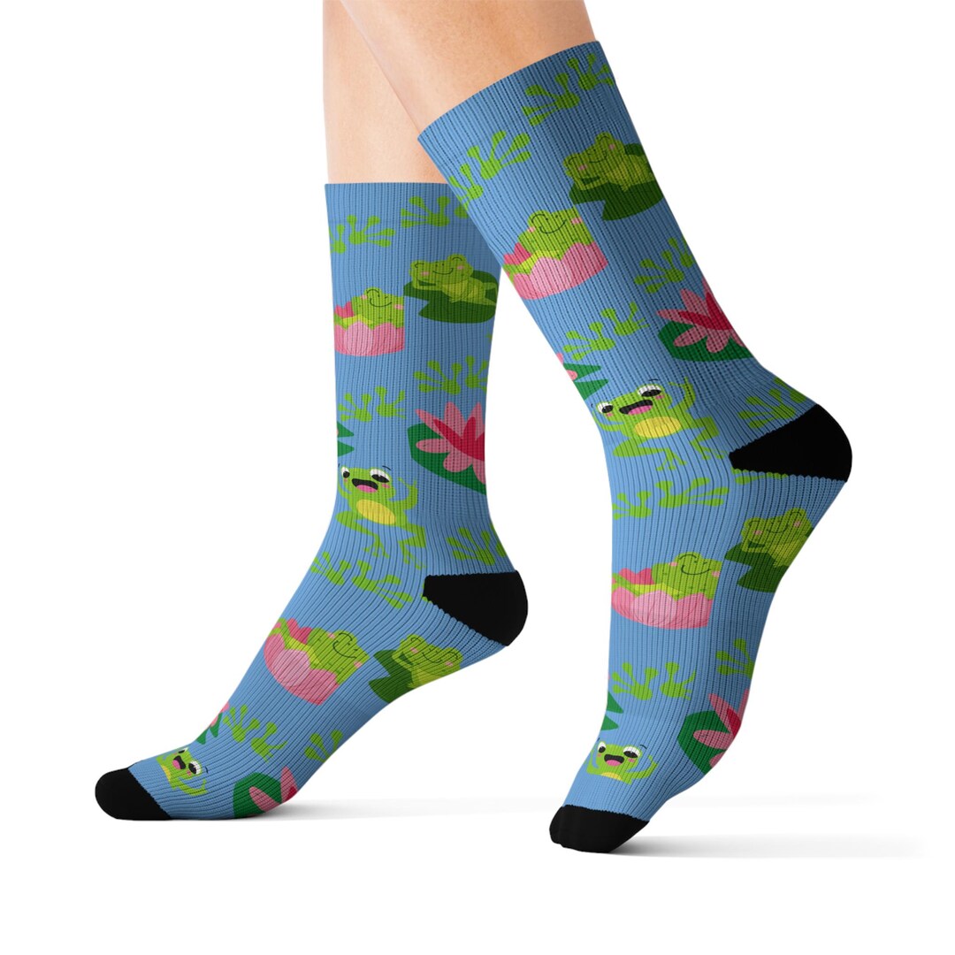 Jumping Frog Sublimation Socks Cute Animal Design Unique Novelty Gift ...