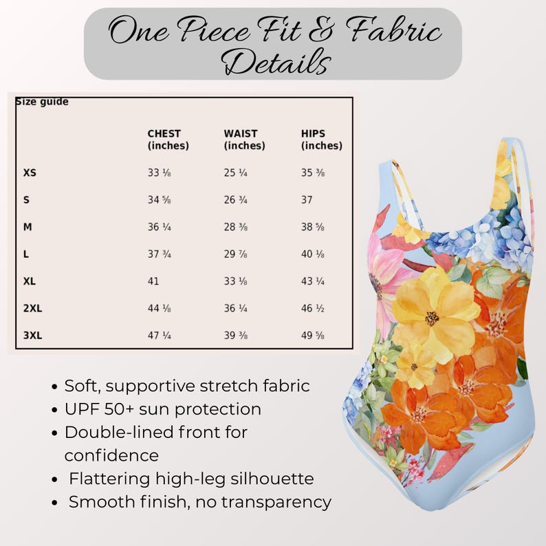 Hydrangea Floral One Piece Swimsuit for Women Botanical High Leg ...