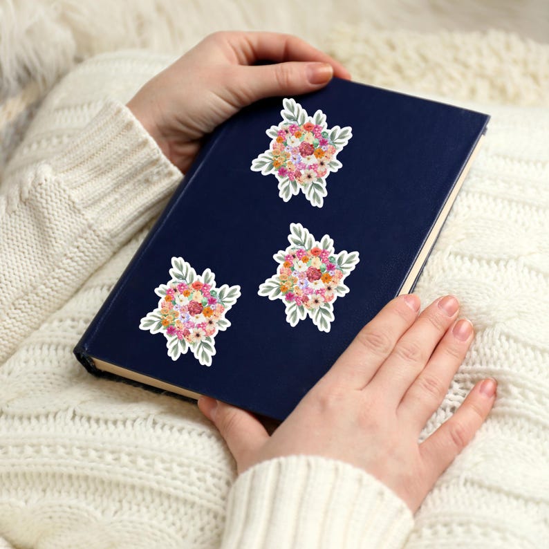 Colorful Floral Sticker for Water Bottle Vibrant Flower Design Sticker ...