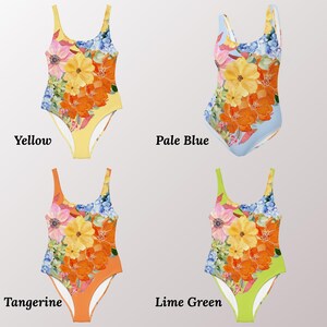 Hydrangea Floral One Piece Swimsuit for Women Botanical High Leg ...