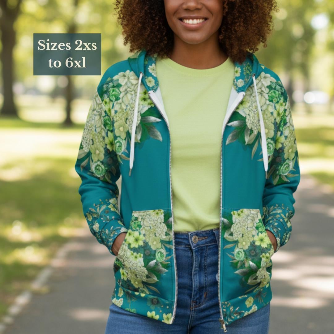 Womens Floral Hoodie Zip up Sweatshirt Gift Idea for Her Winter Coat ...