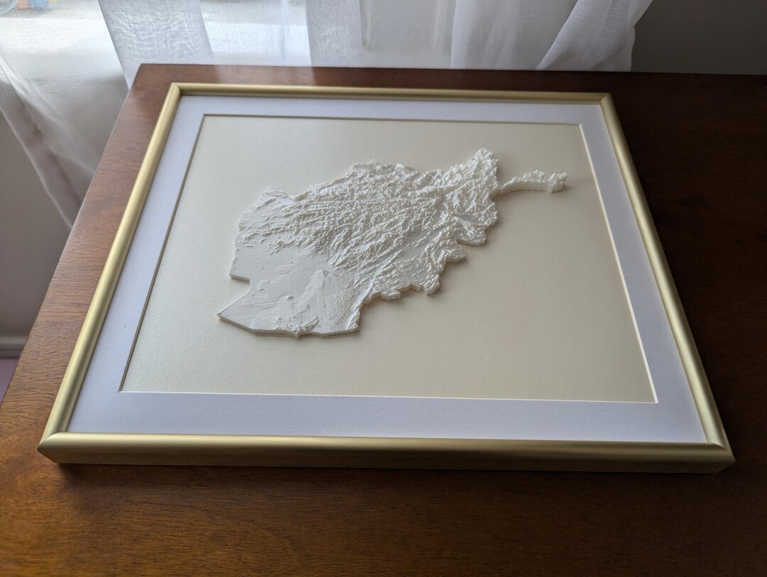 Afghanistan 3d-topographical Map Frame Home Decor Handmade Wall Art - Etsy