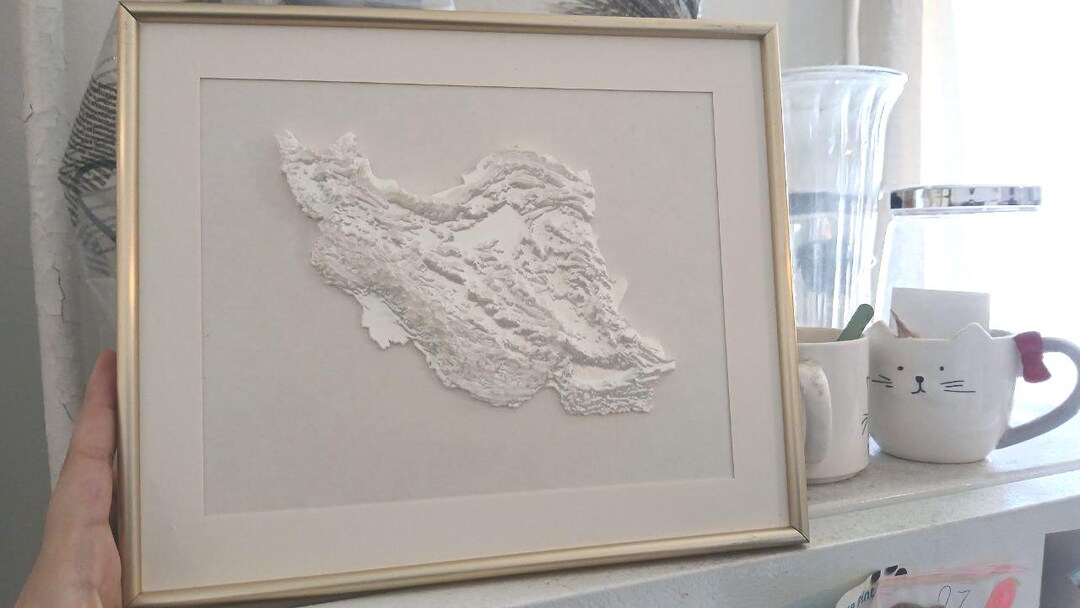 Iran 3d-topographical Map Frame Home Decor Wall Art Gift Modern Design ...